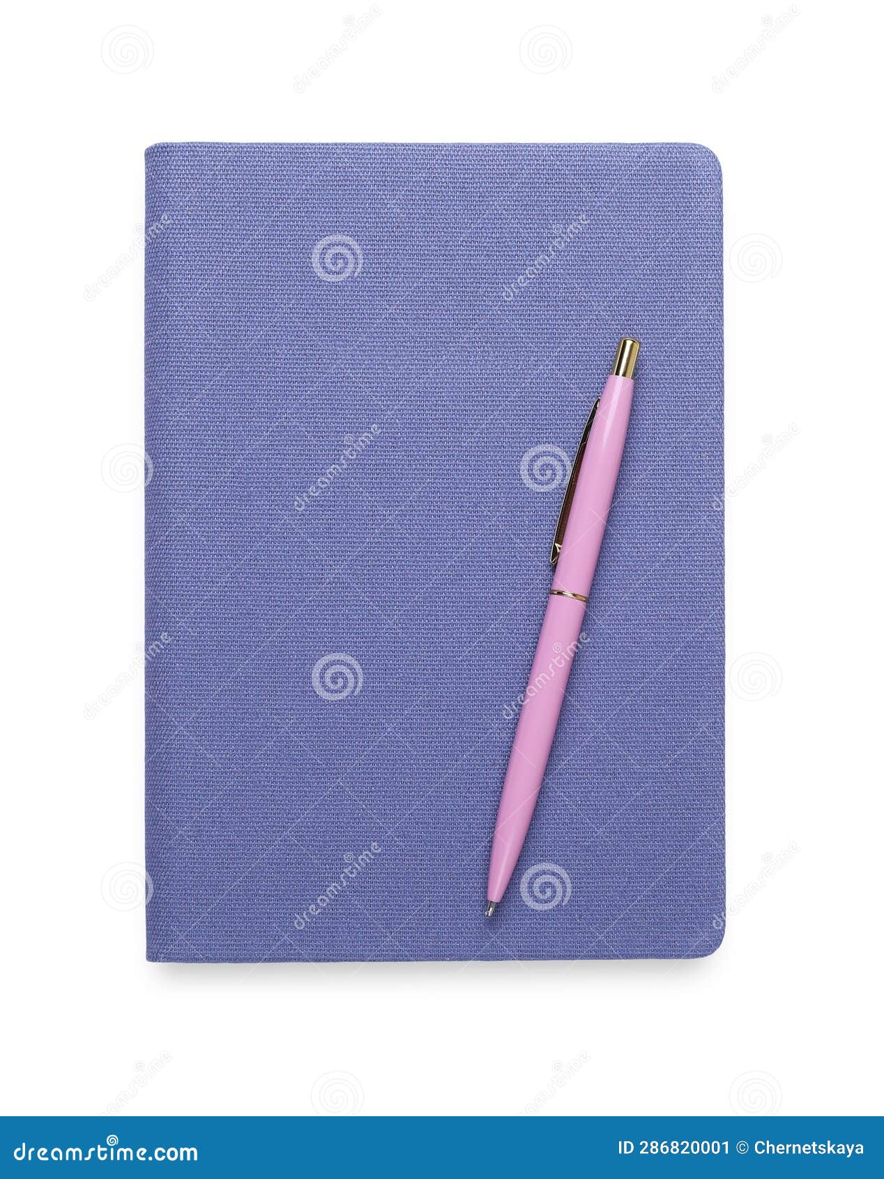 Closed Office Notebook and Pen Isolated on White, Top View Stock Image ...