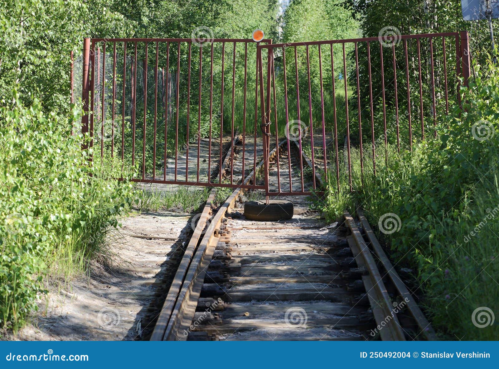 Closed Old Rusty Gates on an Abandoned Railway Stock Photo - Image of ...