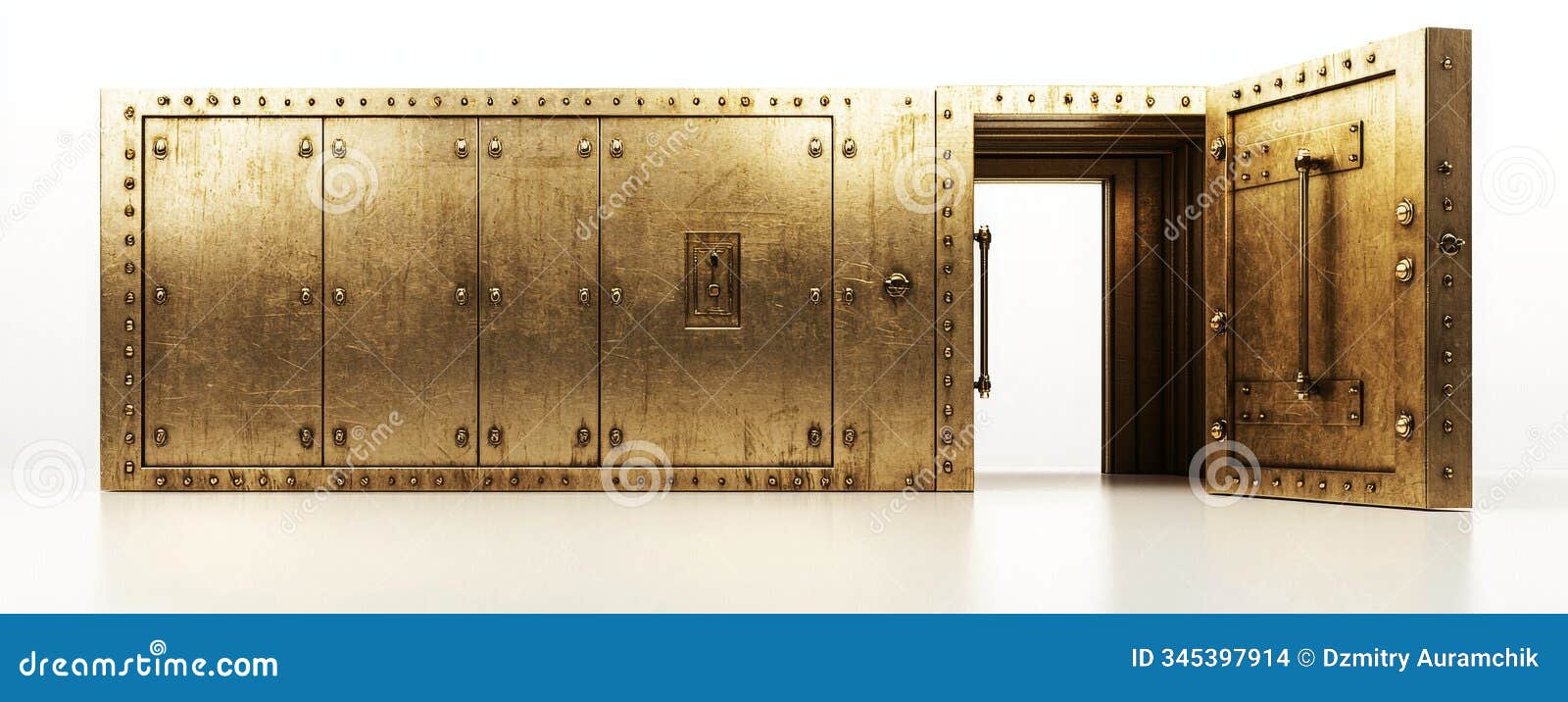 Closed and Open Golden Bank Vault Doors Isolated on White Stock Photo ...