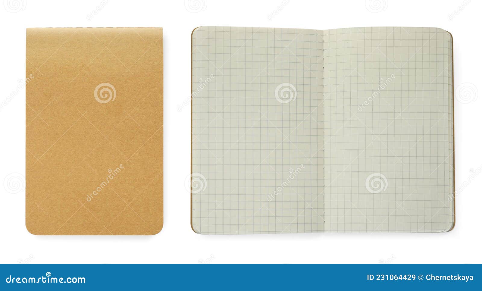 Closed and Open Planners on White Background, Top View. Collage Stock ...