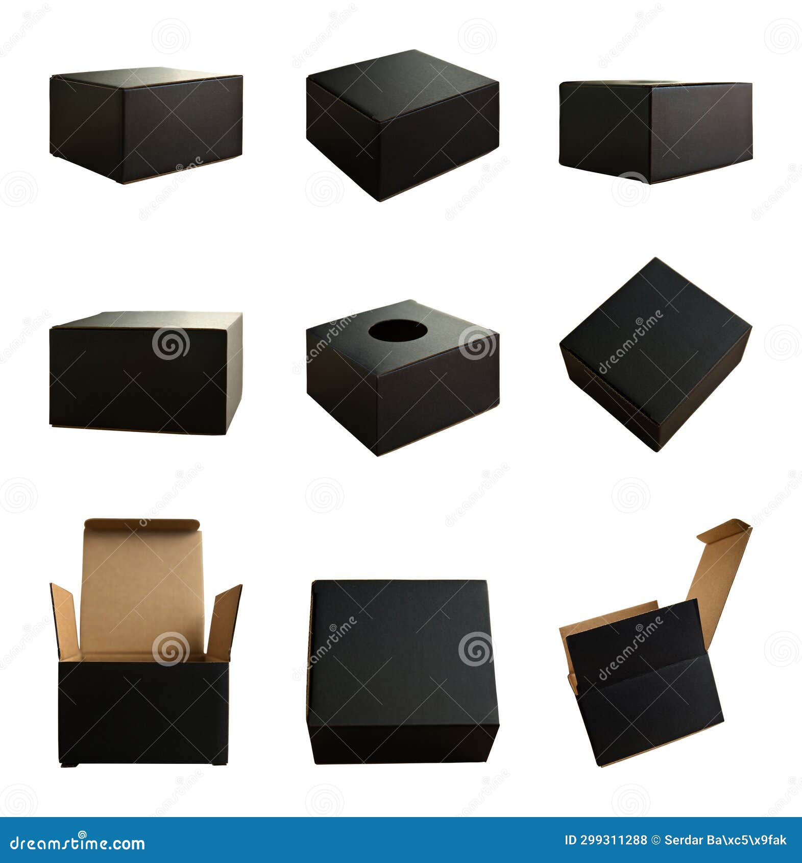 Closed and Open Rectangular Cardboard Box with Corrugated Cardboard Lid ...
