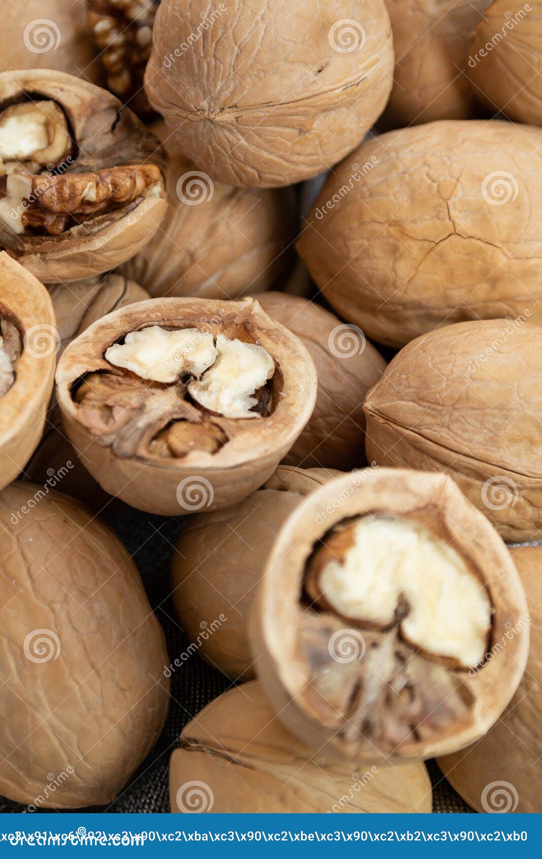 Closed and Open Walnuts Close Up Stock Photo - Image of fresh, heap ...