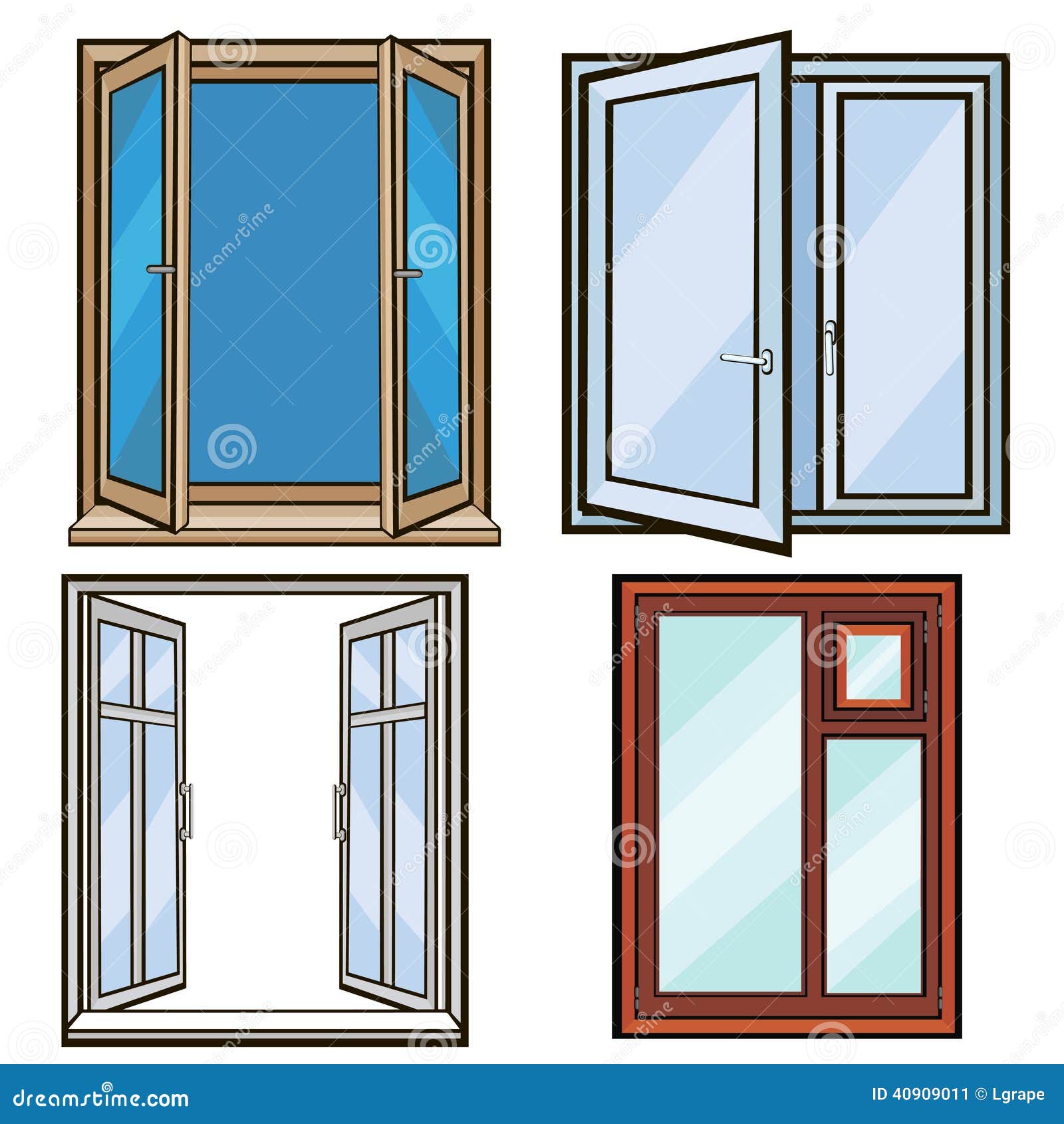 Closed and Open Windows .cartoon Style Stock Vector - Illustration of ...