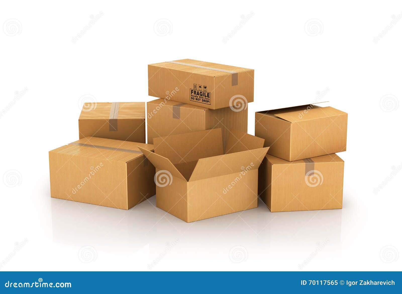 Closed and Opened Cardboard Boxes Stock Image - Image of corrugated ...