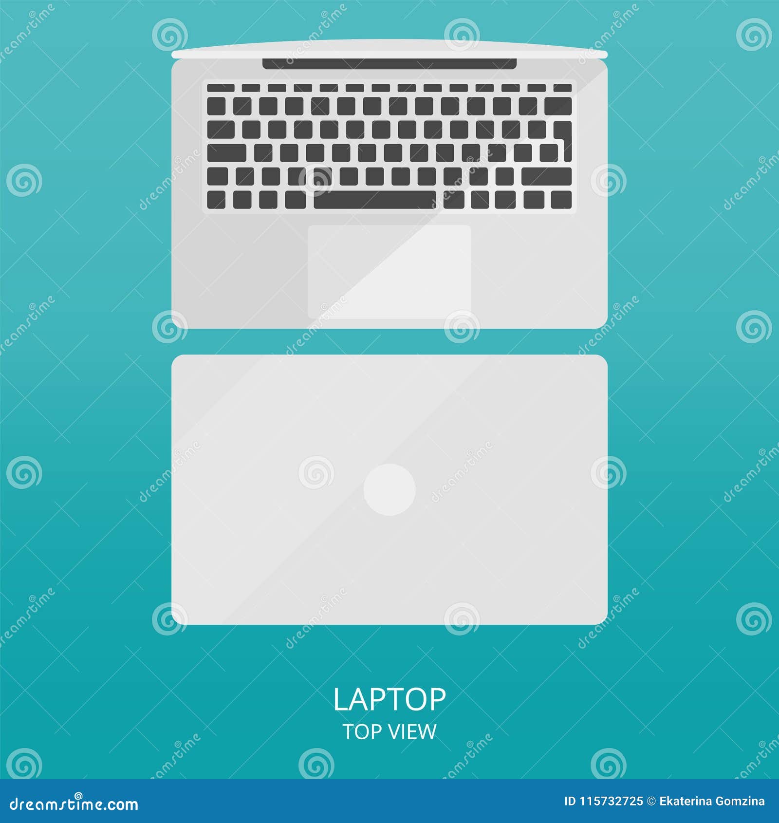 Closed and Opened Laptop Top View. Computer Symbol, Device for Work in ...