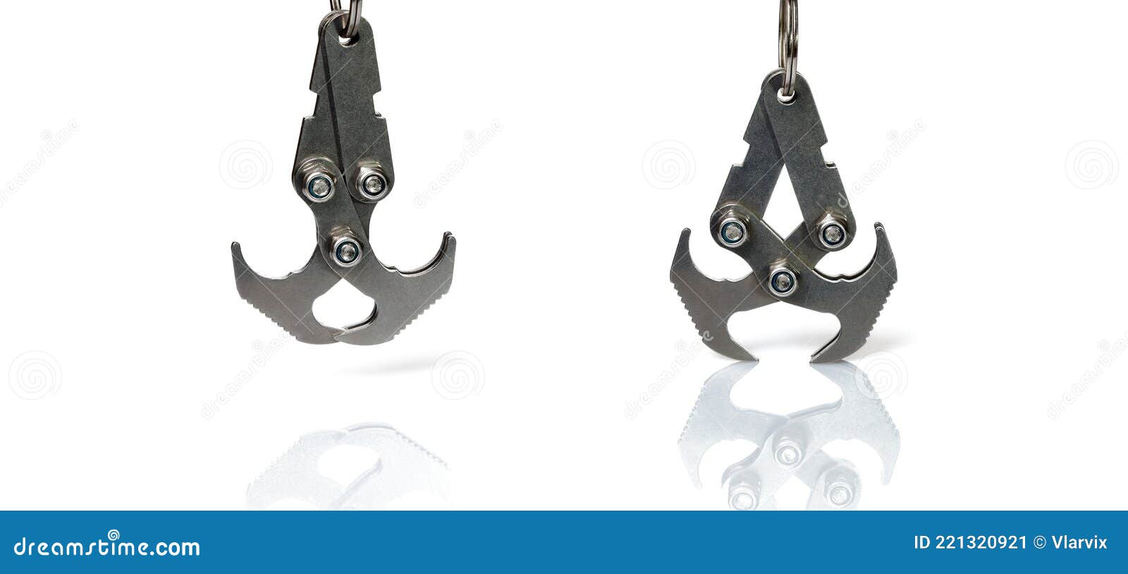 Closed and Opened Metal Hooks Close-up Isolated on White Stock Image ...