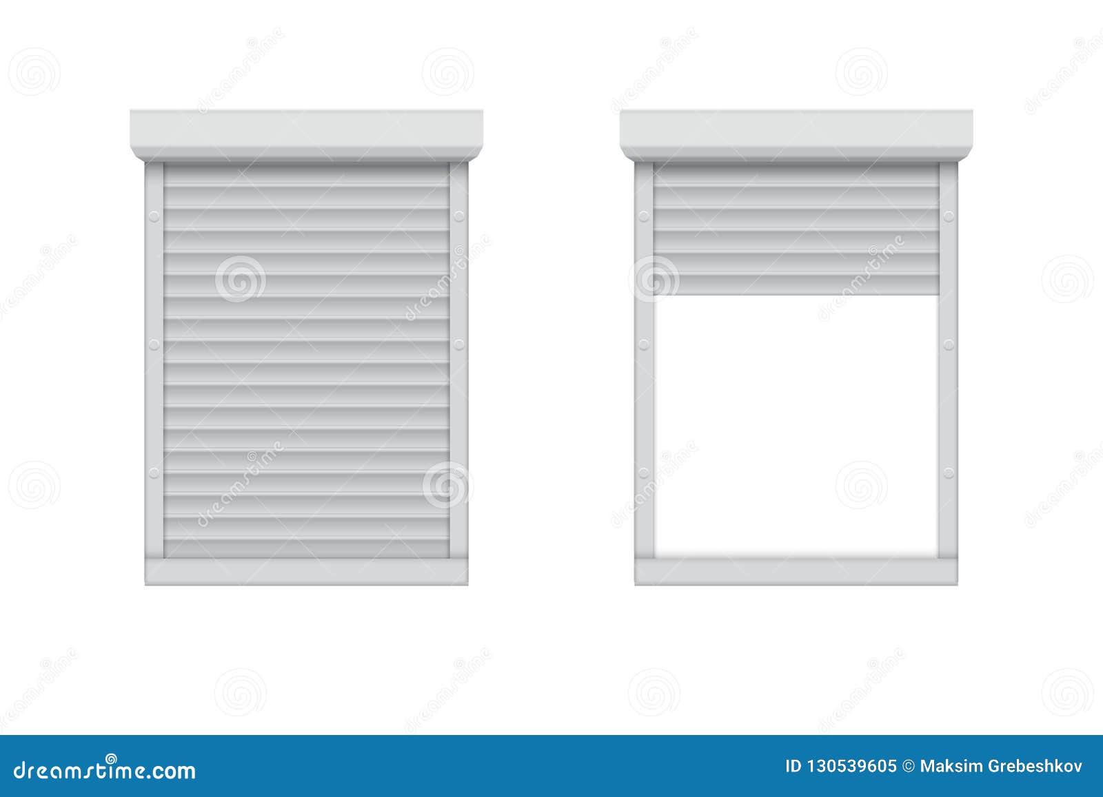 Closed and Opened Roller Shutters Window Stock Illustration ...