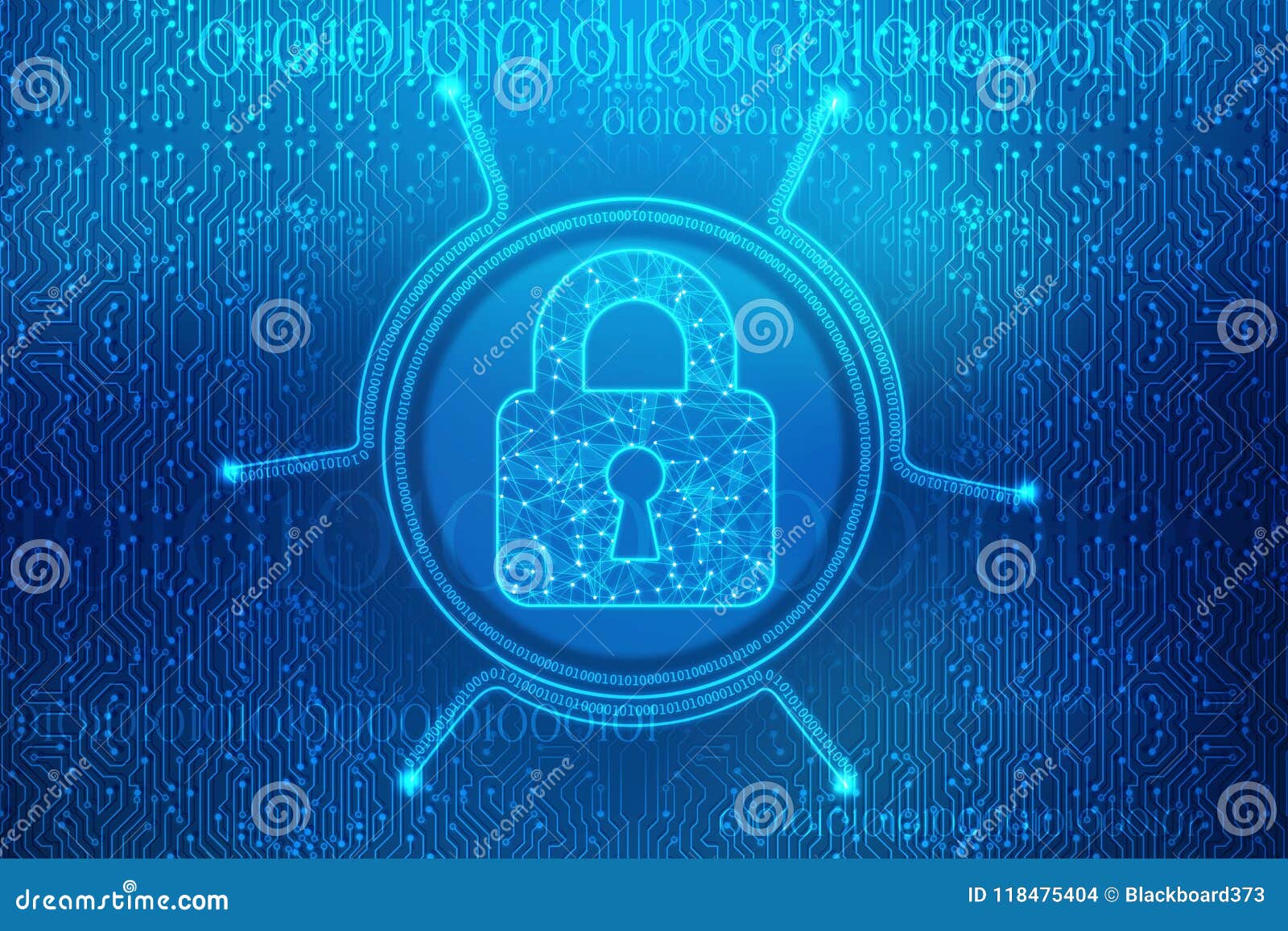 Closed Padlock on Digital Background, Cyber Security and Internet ...