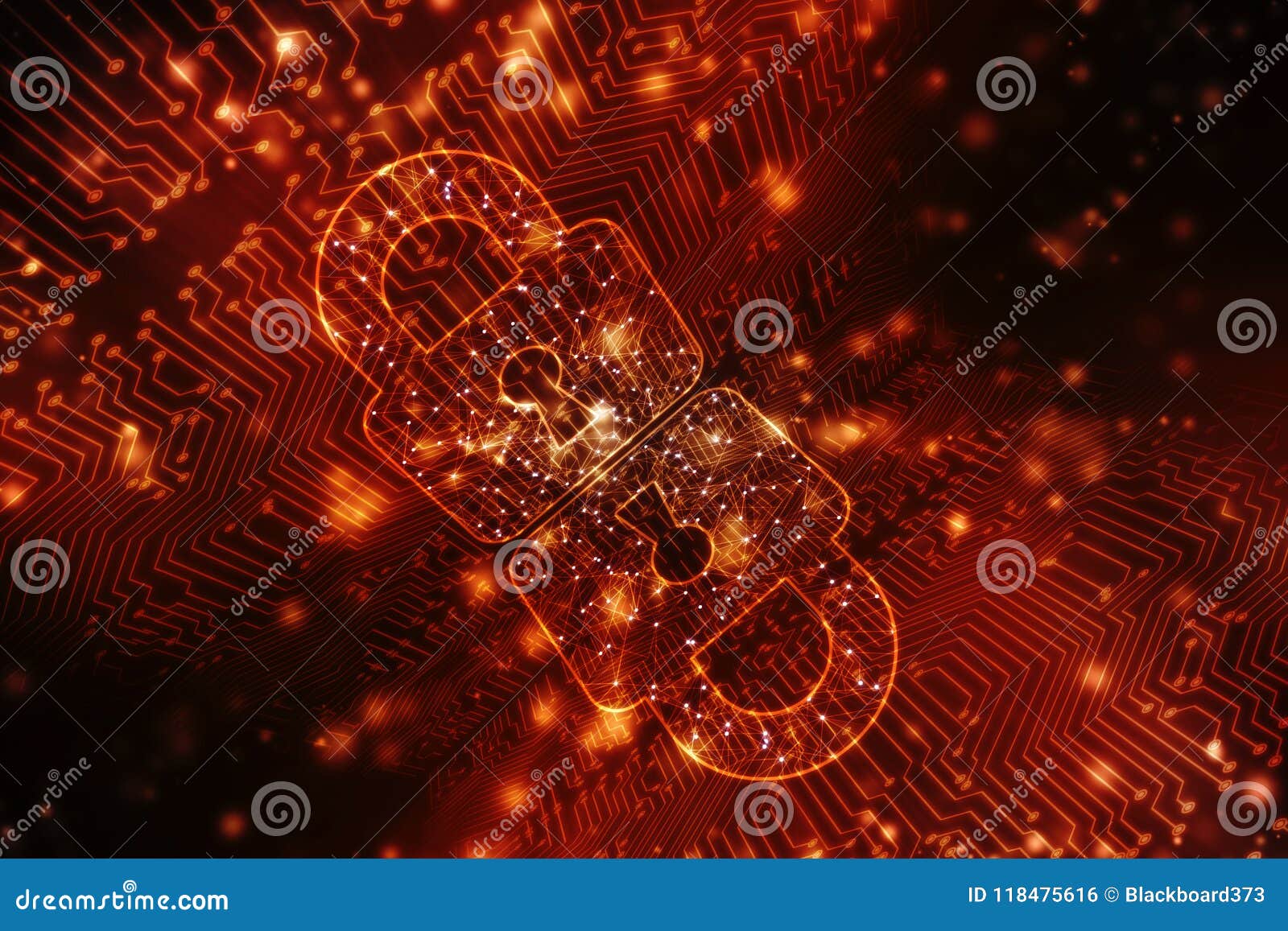 Closed Padlock on Digital Background, Cyber Security and Internet ...