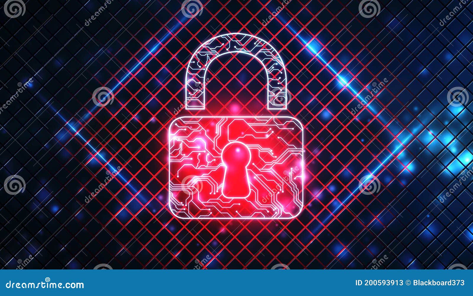 Closed Padlock on Digital Background, Technology Security Concept ...