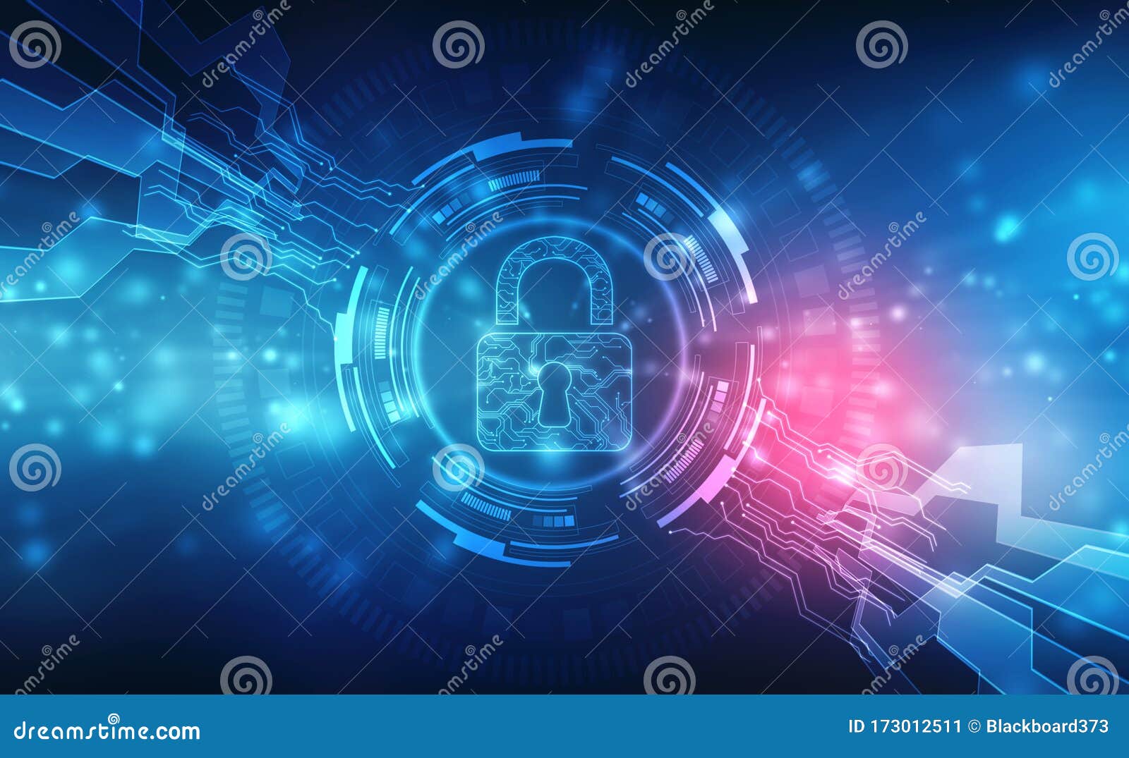 Closed Padlock on Digital Screen, Cyber Security Concept Background ...