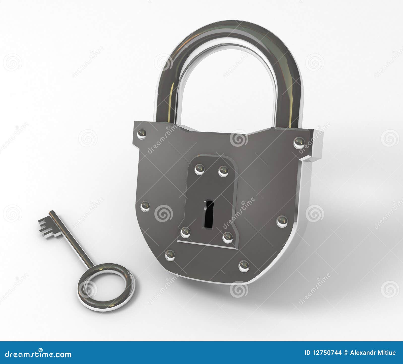 Closed padlock and key stock illustration. Illustration of safe - 12750744