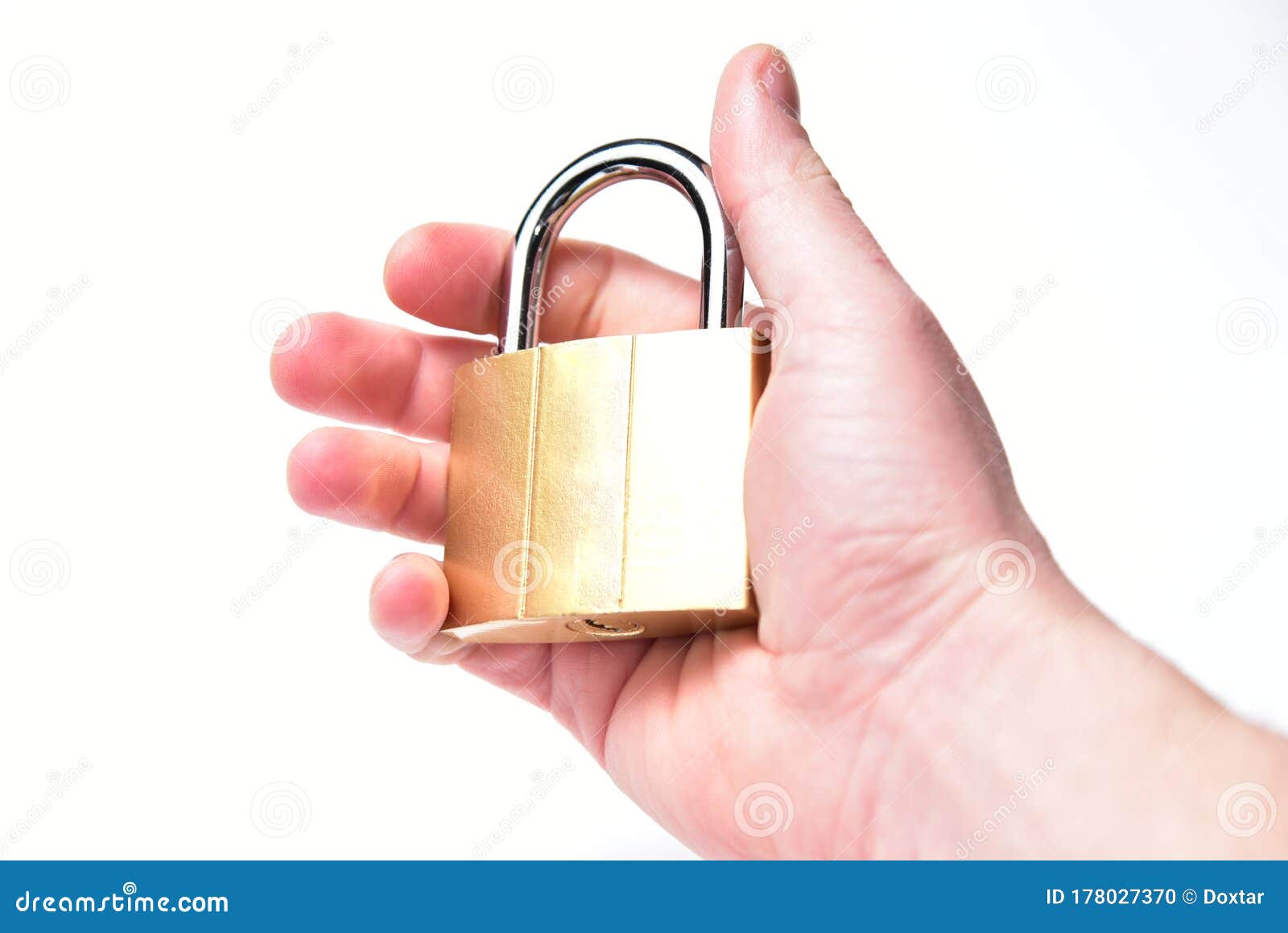 Closed Padlock in a Manâ€™s Hand Stock Photo - Image of concept ...