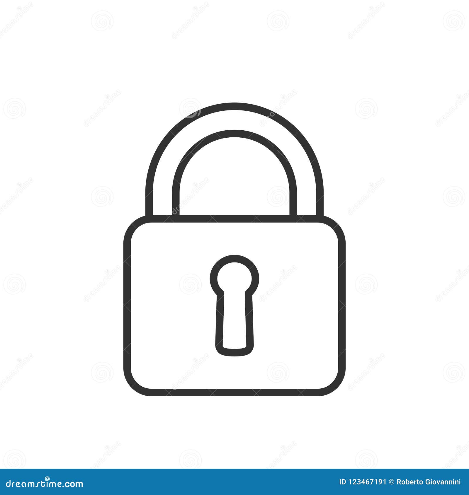 Closed Padlock Outline Flat Icon on White Stock Vector - Illustration ...