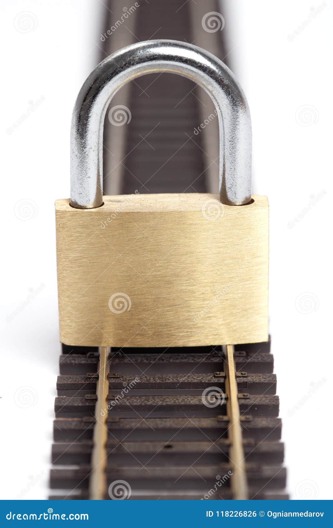 Closed Padlock on Rails stock photo. Image of path, railing - 118226826