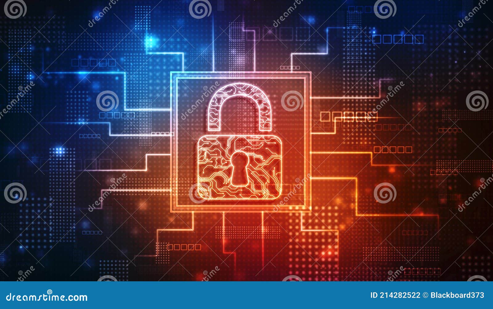 Closed Padlock on Technology Background, Cyber Security or Internet ...