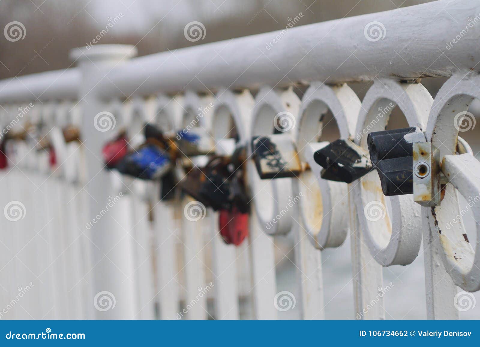 The Closed Padlocks on a Bridge Parapet Stock Photo - Image of river ...