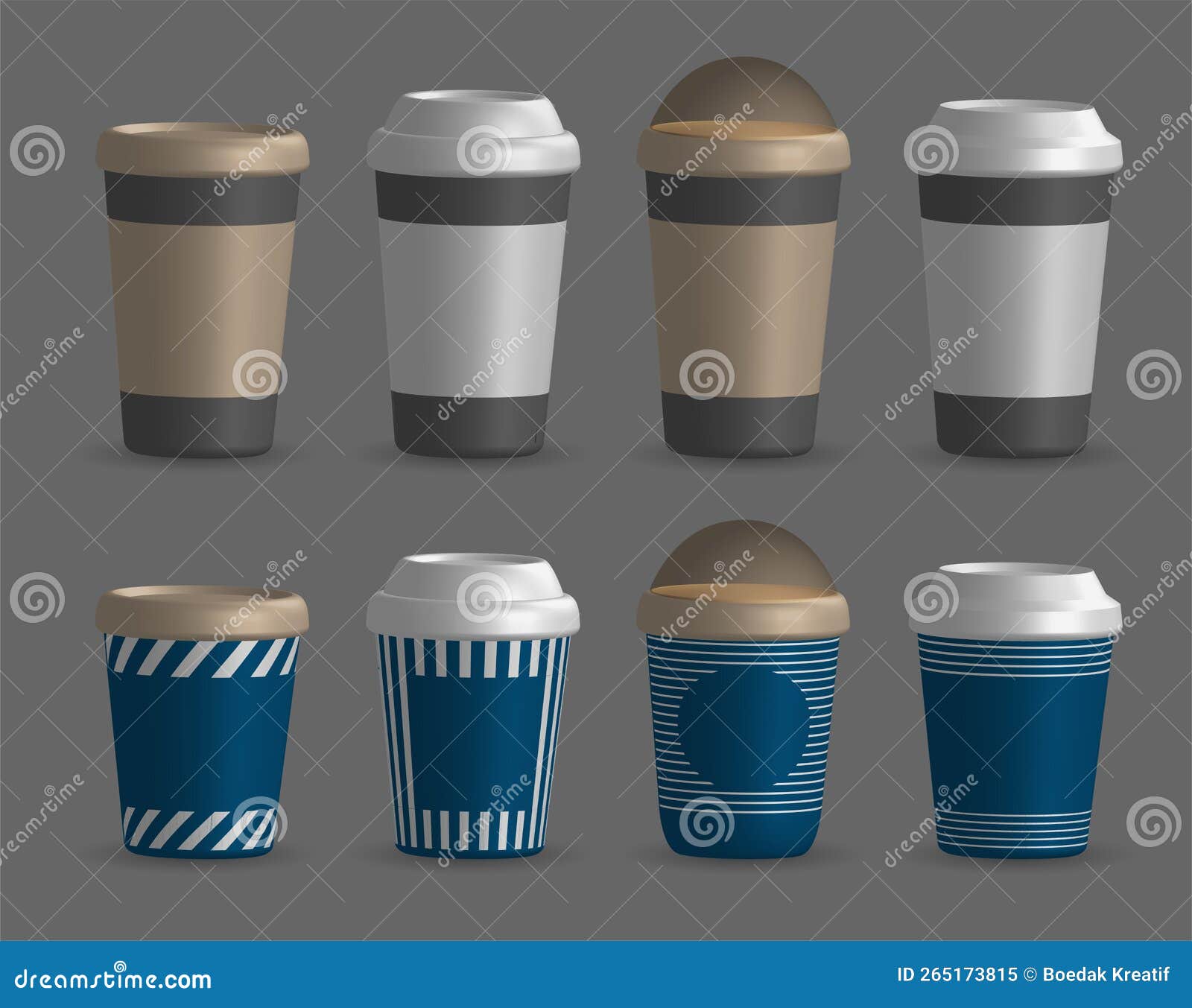Closed paper cup set stock vector. Illustration of latte - 265173815