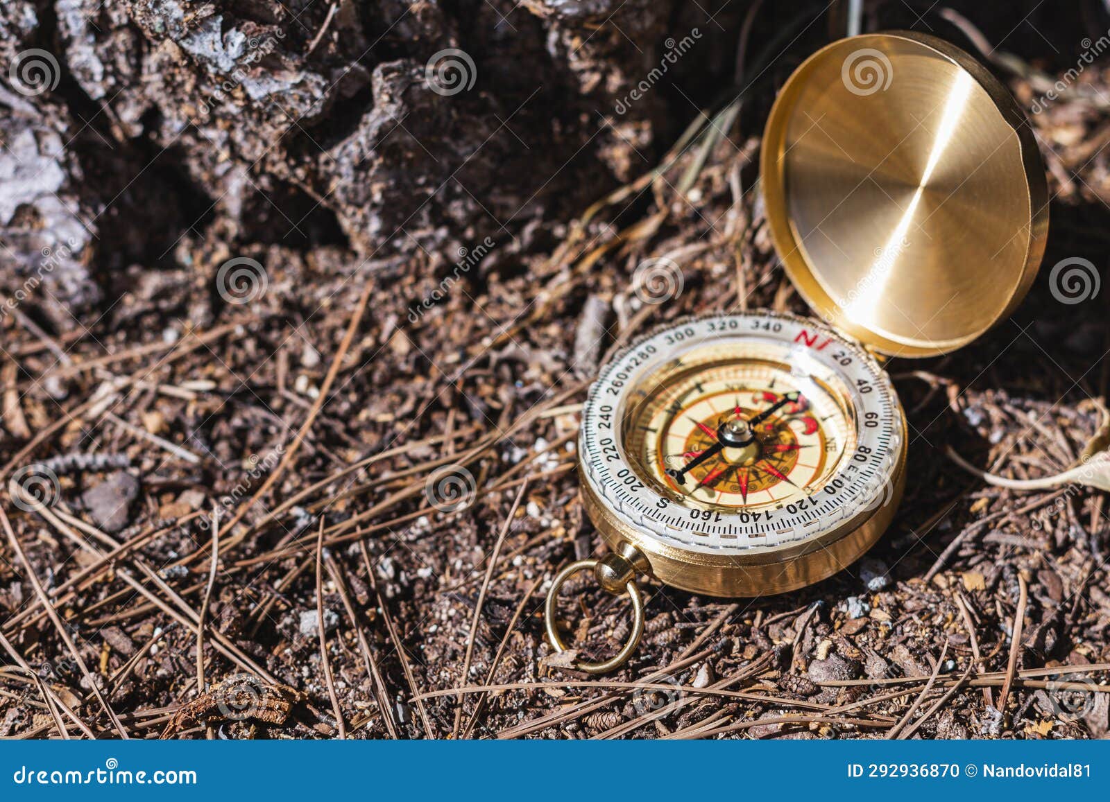 Closed Plan of a Compass on the Ground Stock Photo - Image of trip ...