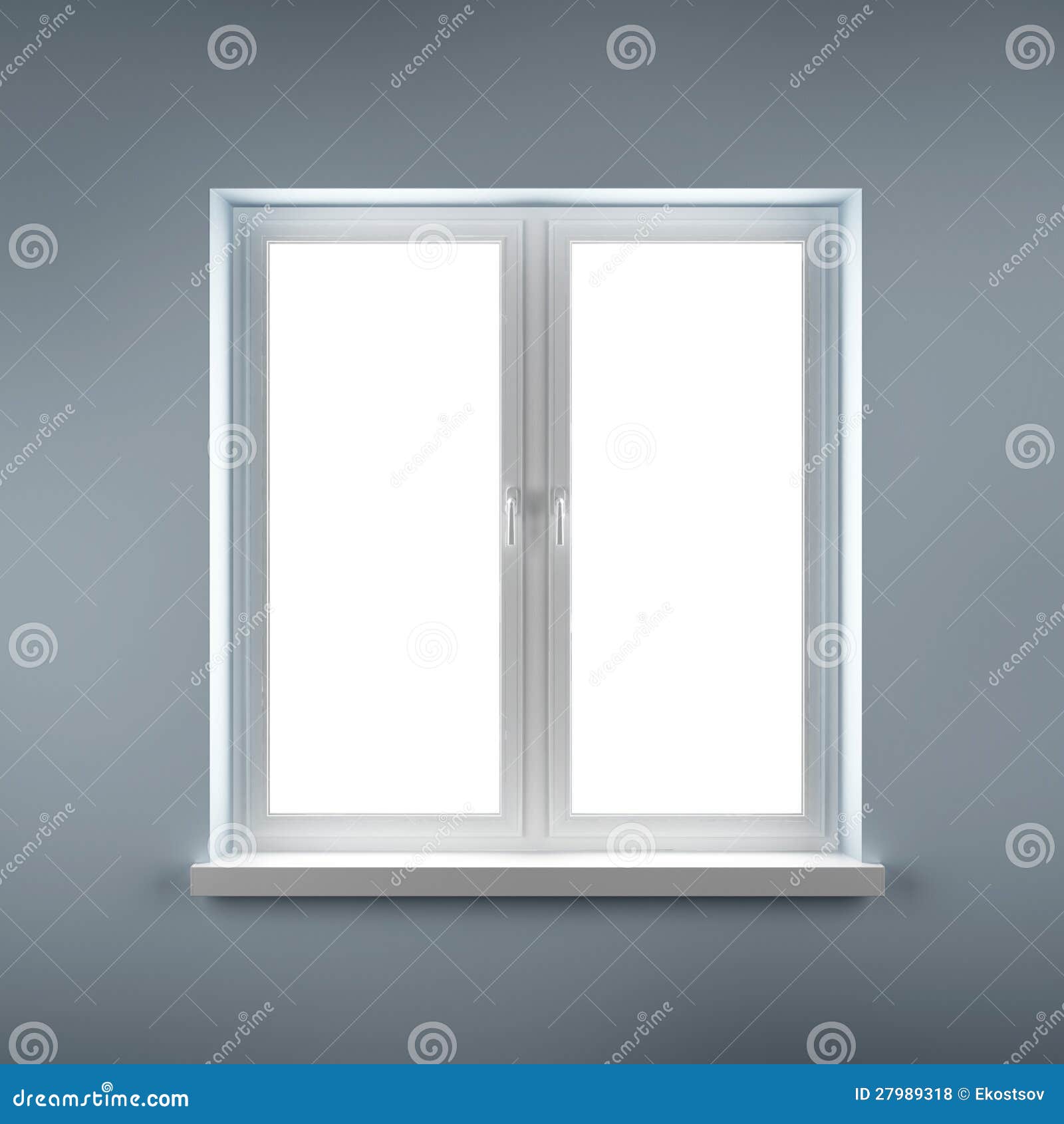Closed Plastic Window on Blue Wall Stock Photo - Image of object ...