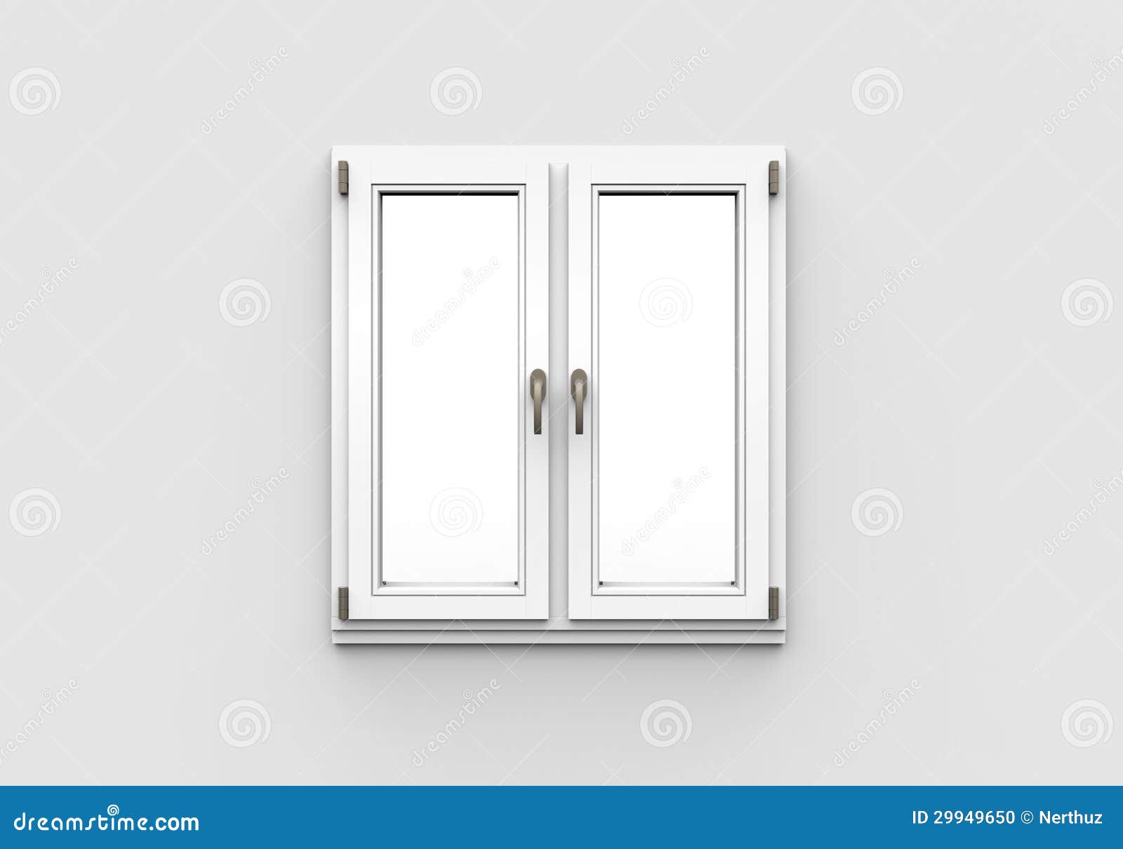 Closed Plastic Windows Wiht Map Of World On White Background. Stock ...