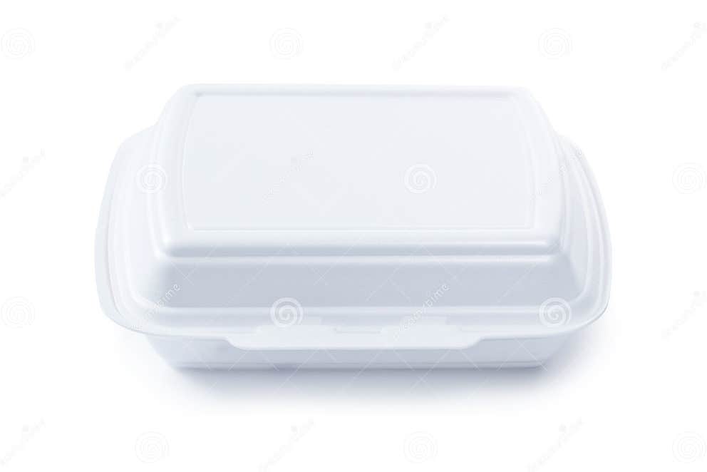 Closed Polystyrene Food Container Isolated on White Stock Image - Image ...