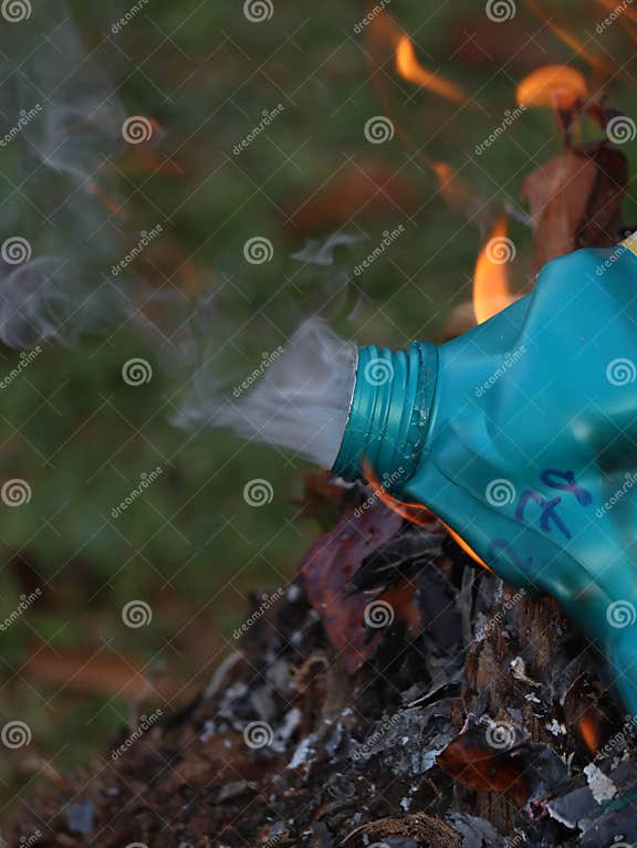Plastic Container on Fire and Burning Stock Photo - Image of burn ...