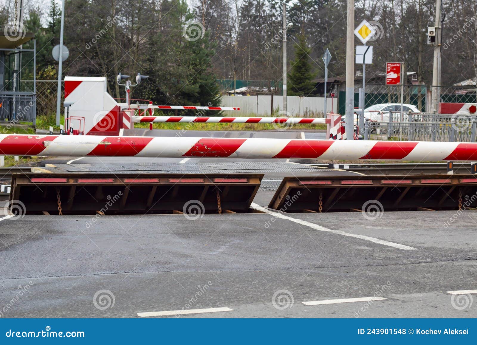 Closed Railway Crossing, Barrier and Protective Barrier for Road Safety ...