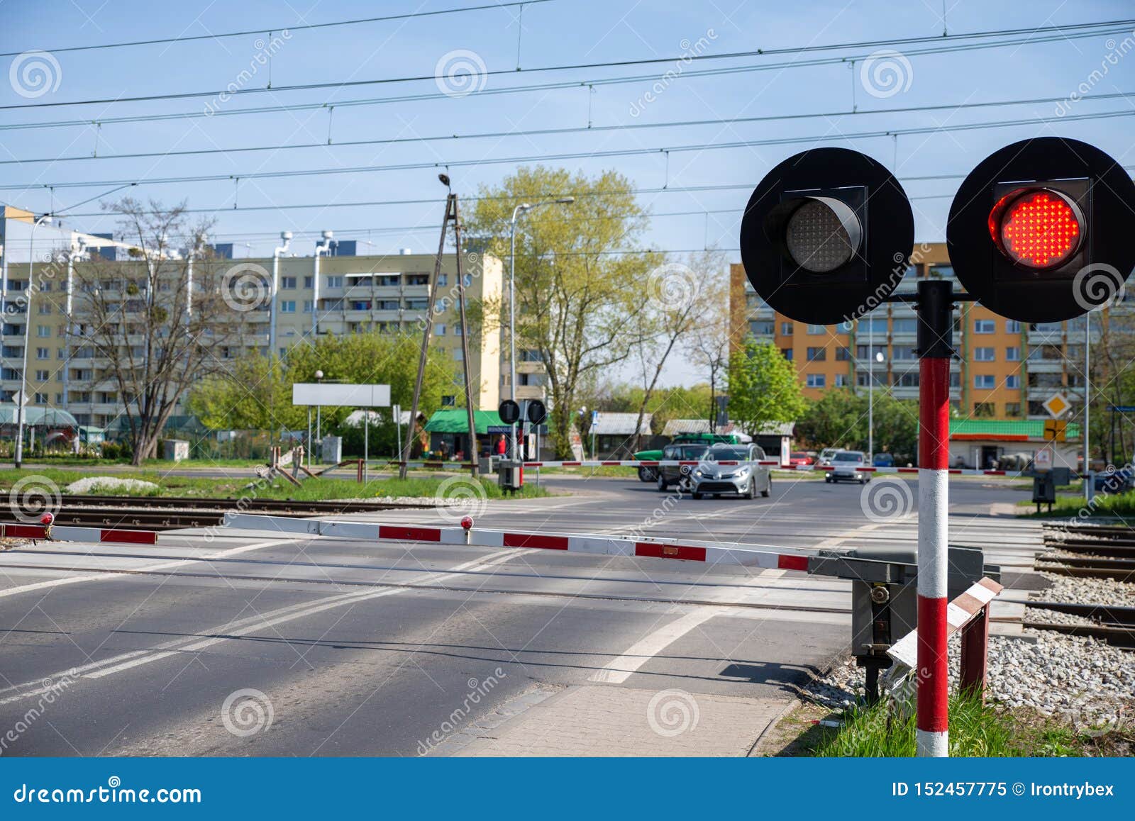 Closed Railway Crossing, Red Light Stock Image - Image of blue ...