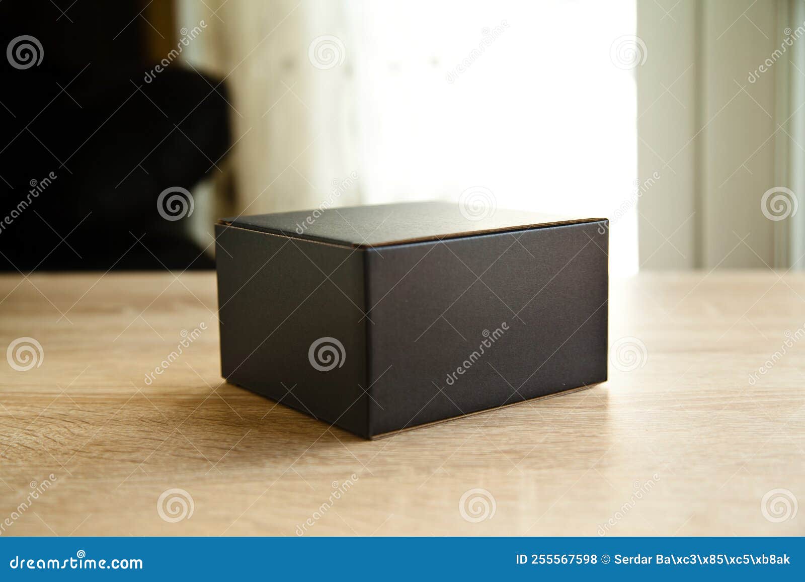 Closed Rectangular Cardboard Box with Corrugated Cardboard Lid, on Oak ...