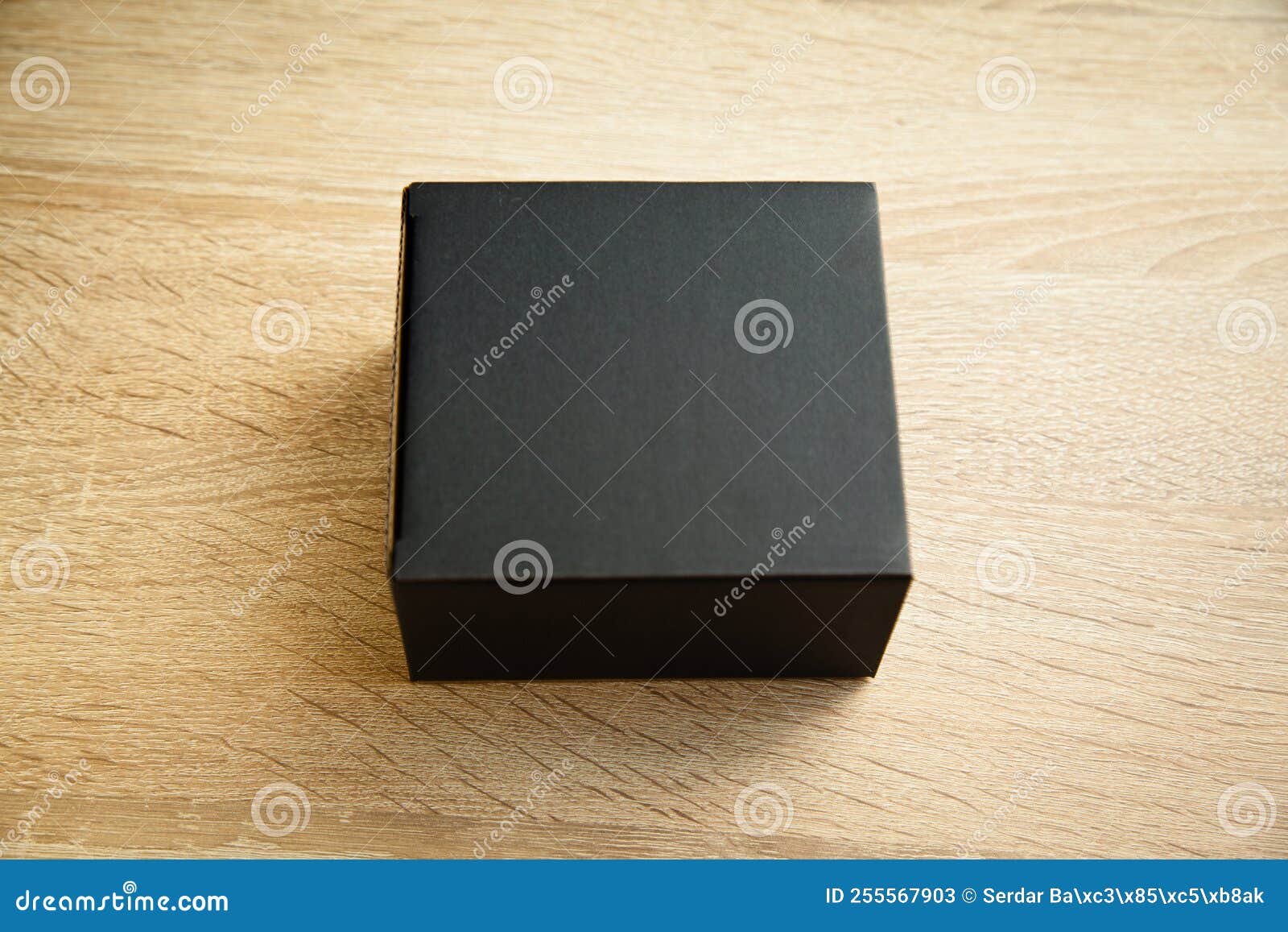 Closed Rectangular Cardboard Box with Corrugated Cardboard Lid, on Oak ...