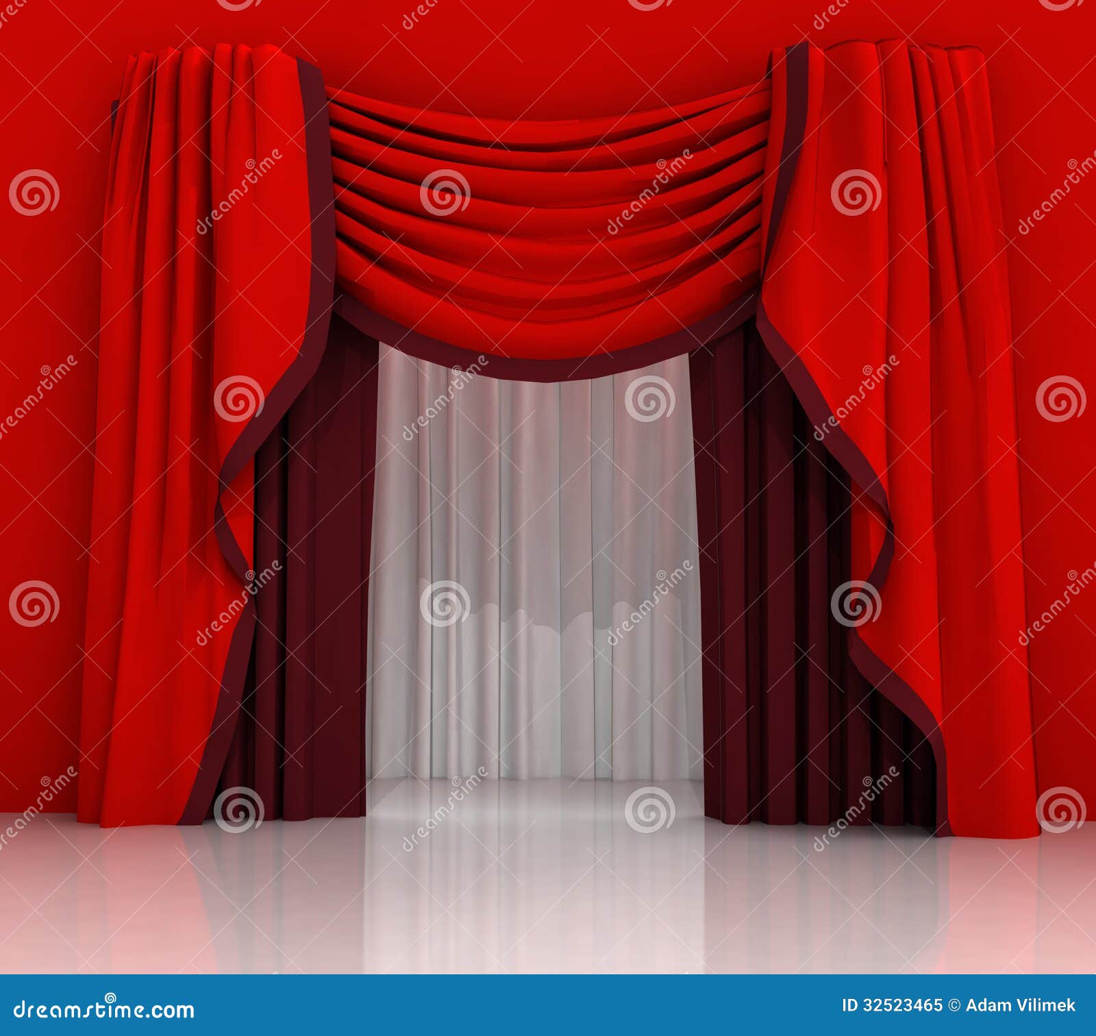 Closed red curtain scene stock illustration. Illustration of culture ...