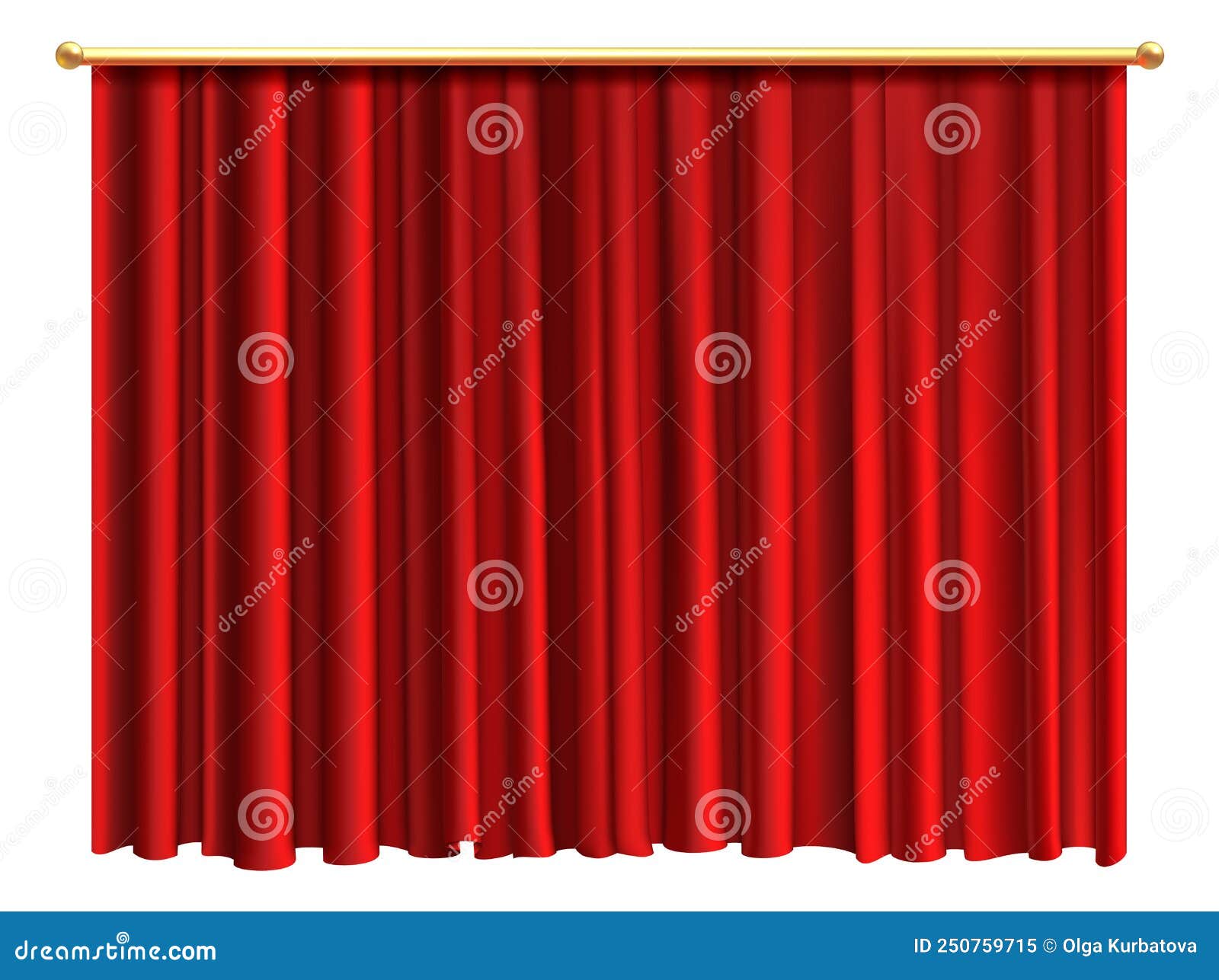 Closed Red Curtains. Realistic Scene Drapes Mockup Stock Vector ...