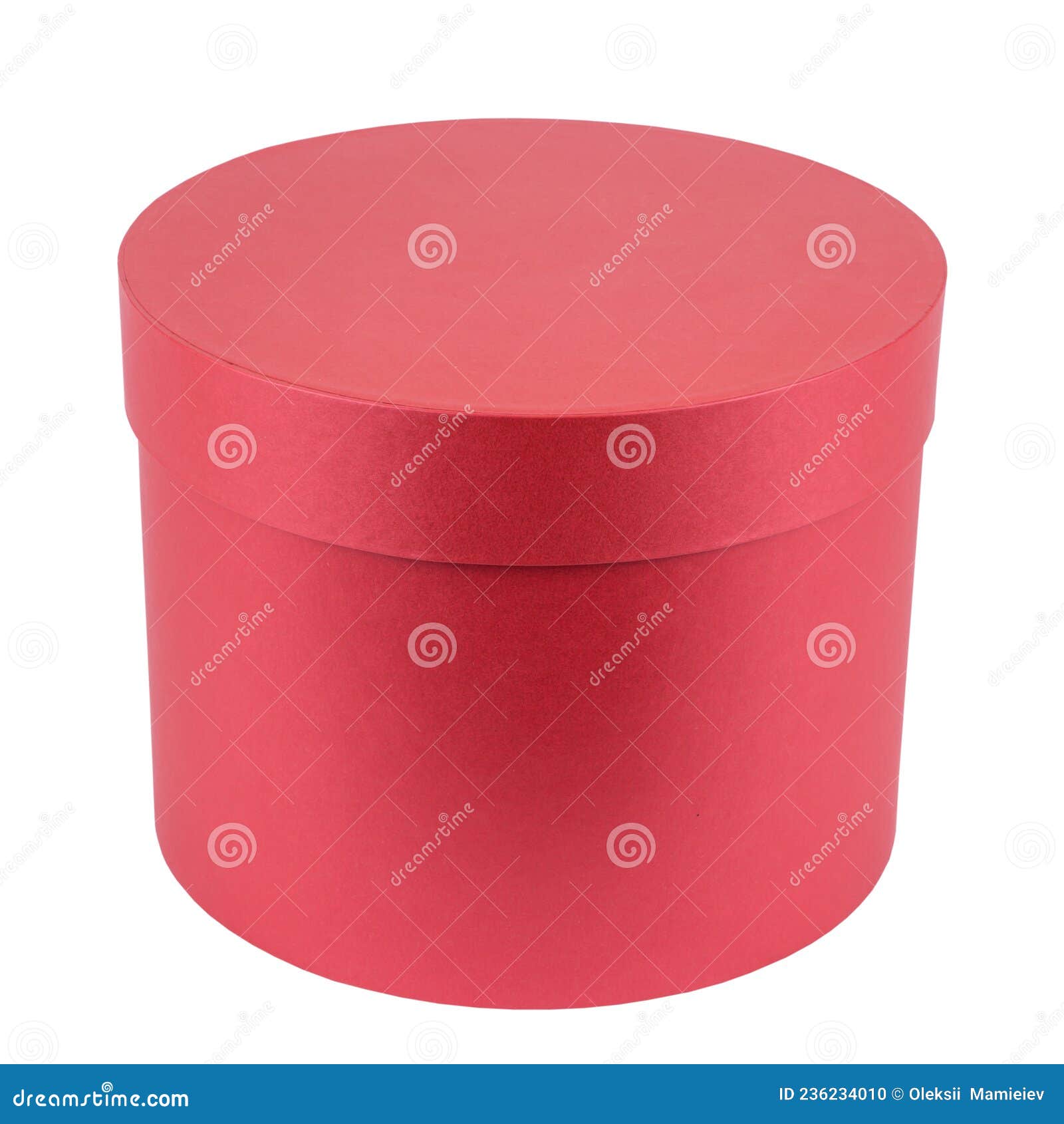 Closed Red Gift Box, Round Shape Made of Cardboard, Isolated on a White ...