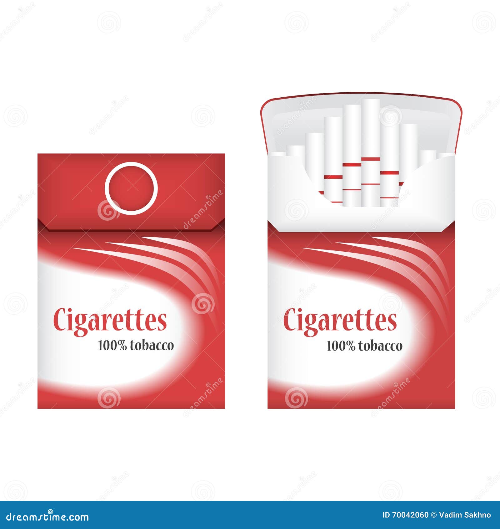 Closed Red Pack of Cigarettes. Open Pack of Cigarettes. Cigarettes Pack ...