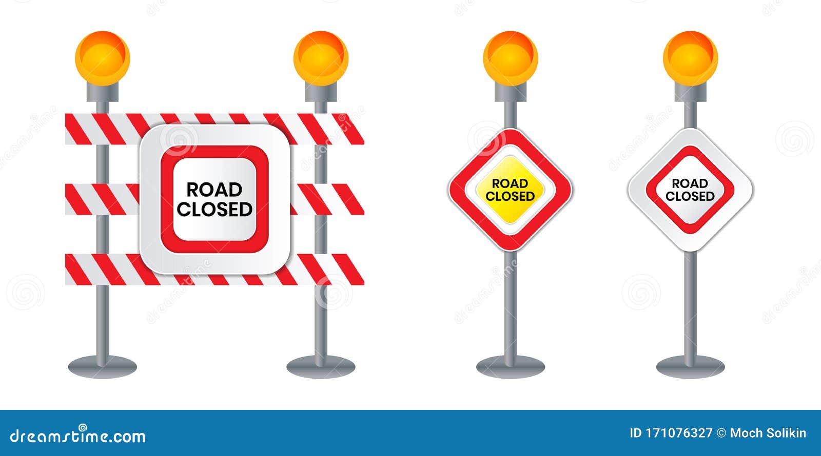 Road Closed Signs Flat Icon for Apps or Website Stock Vector ...