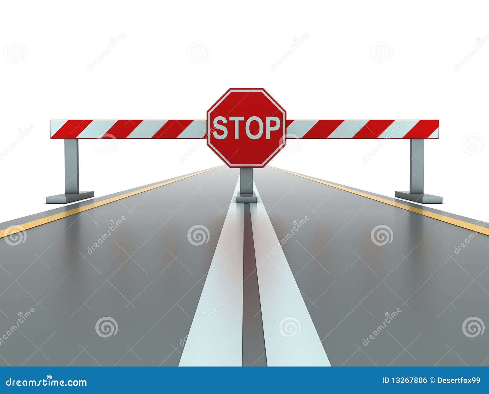 Closed road with stop sign stock illustration. Illustration of alert ...