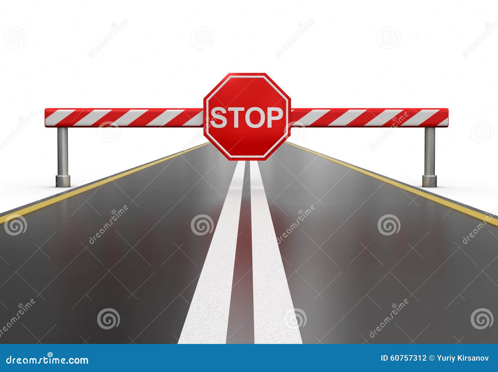 Closed Road with Stop Sign (clipping Path Included) Stock Illustration ...