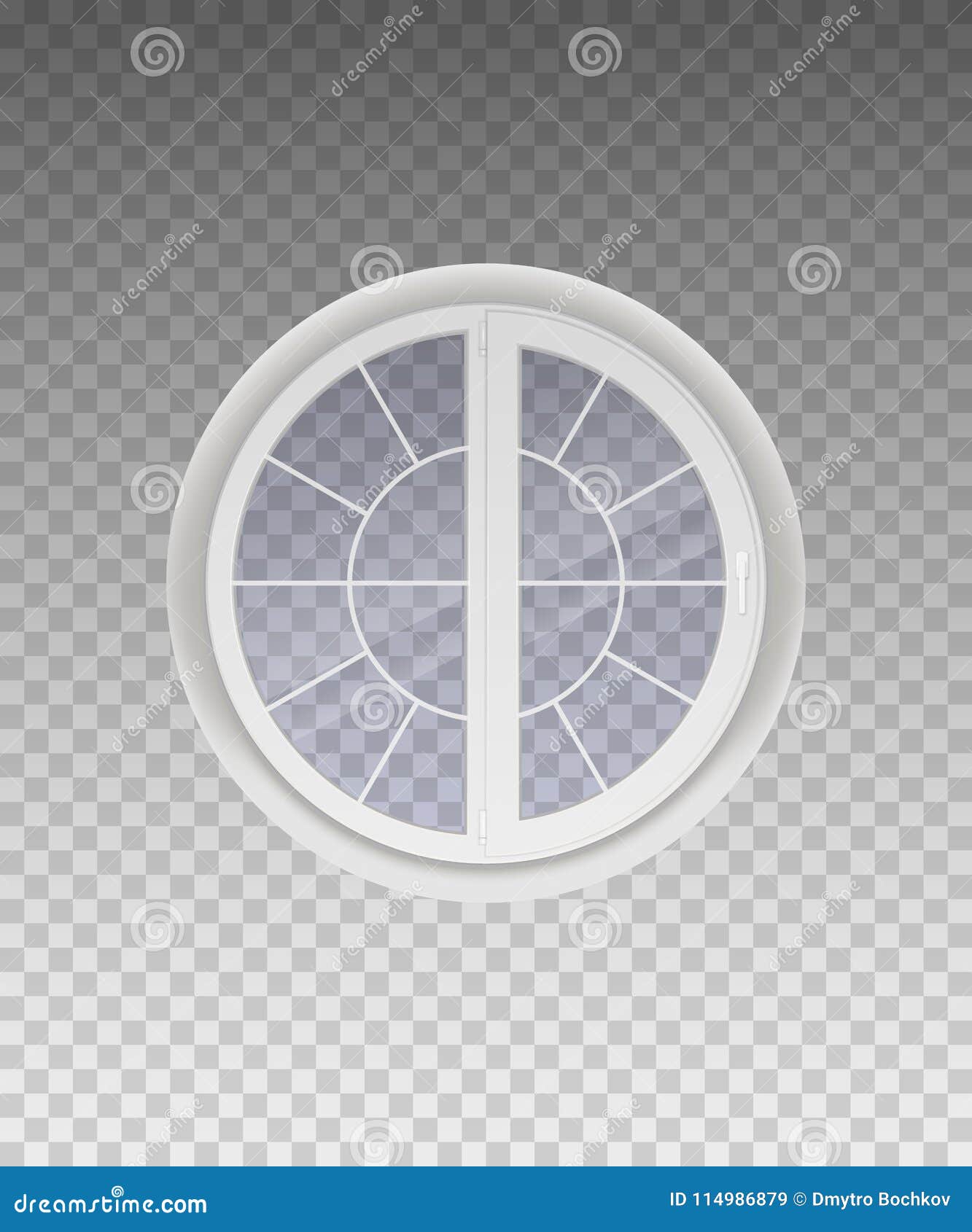 Closed Round Window with Transparent Glass in a White Frame. Isolated ...