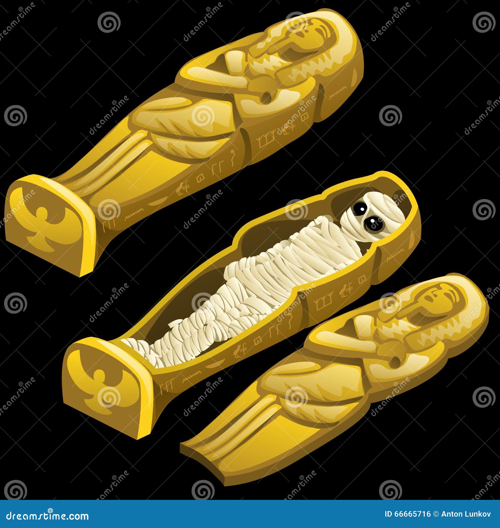 Closed Sarcophagus and Open One with the Mummy Stock Vector ...