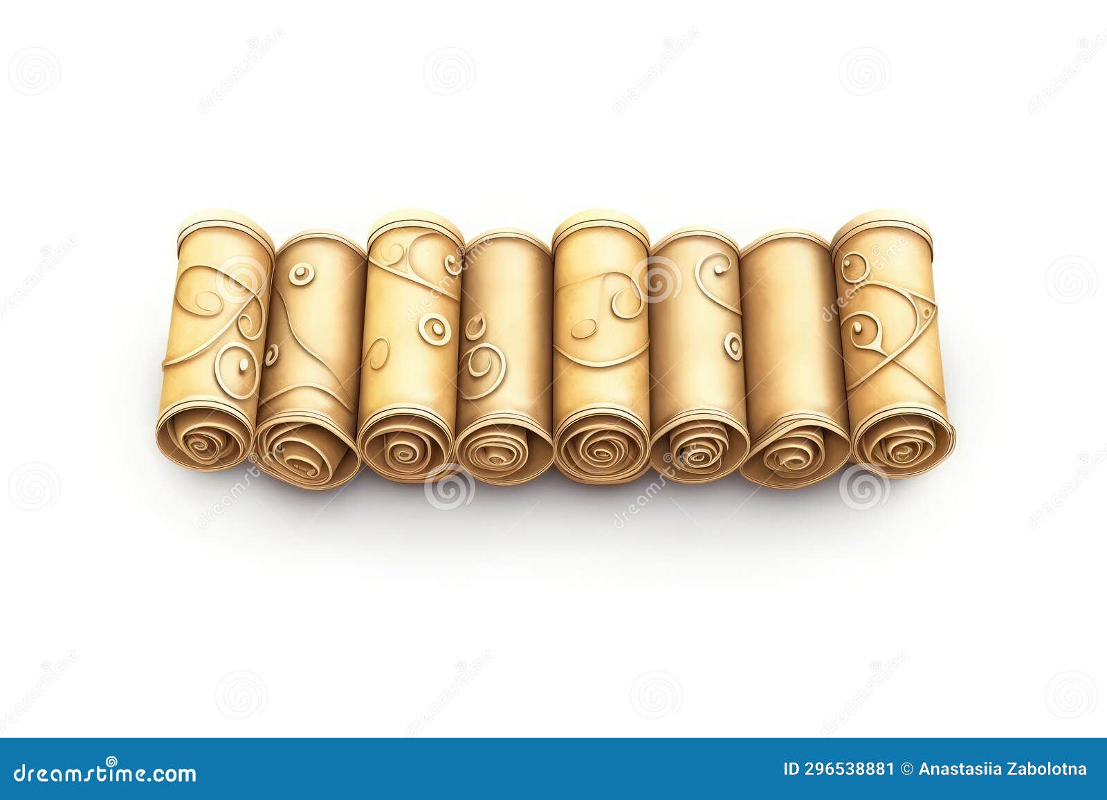 Closed Scrolls on White Background, 3D. Generative AI Stock ...