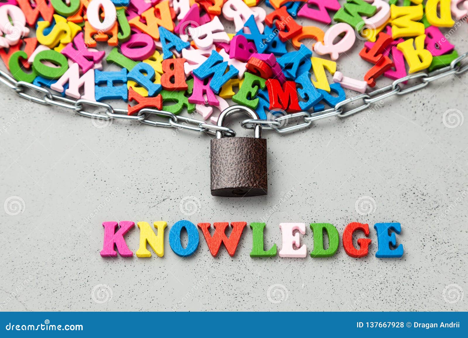 Closed Secret Knowledge. Letters of Information Symbol Wrapped in Chain ...