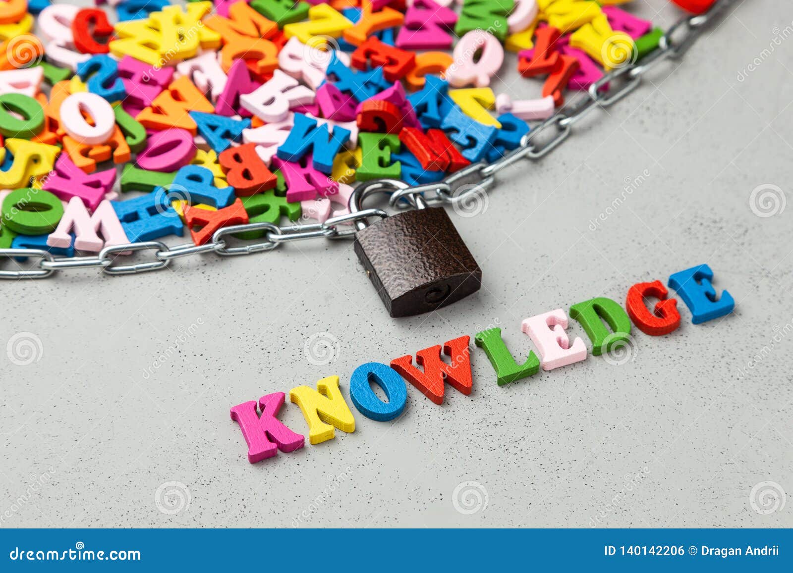 Closed Secret Knowledge. Letters of Information Symbol Wrapped in Chain ...