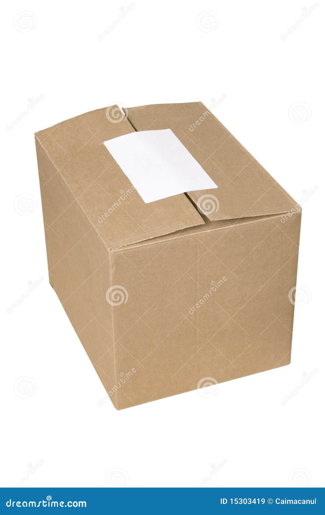 Closed Shipping Cardboard Box Whit Empty Tag Stock Image - Image of ...