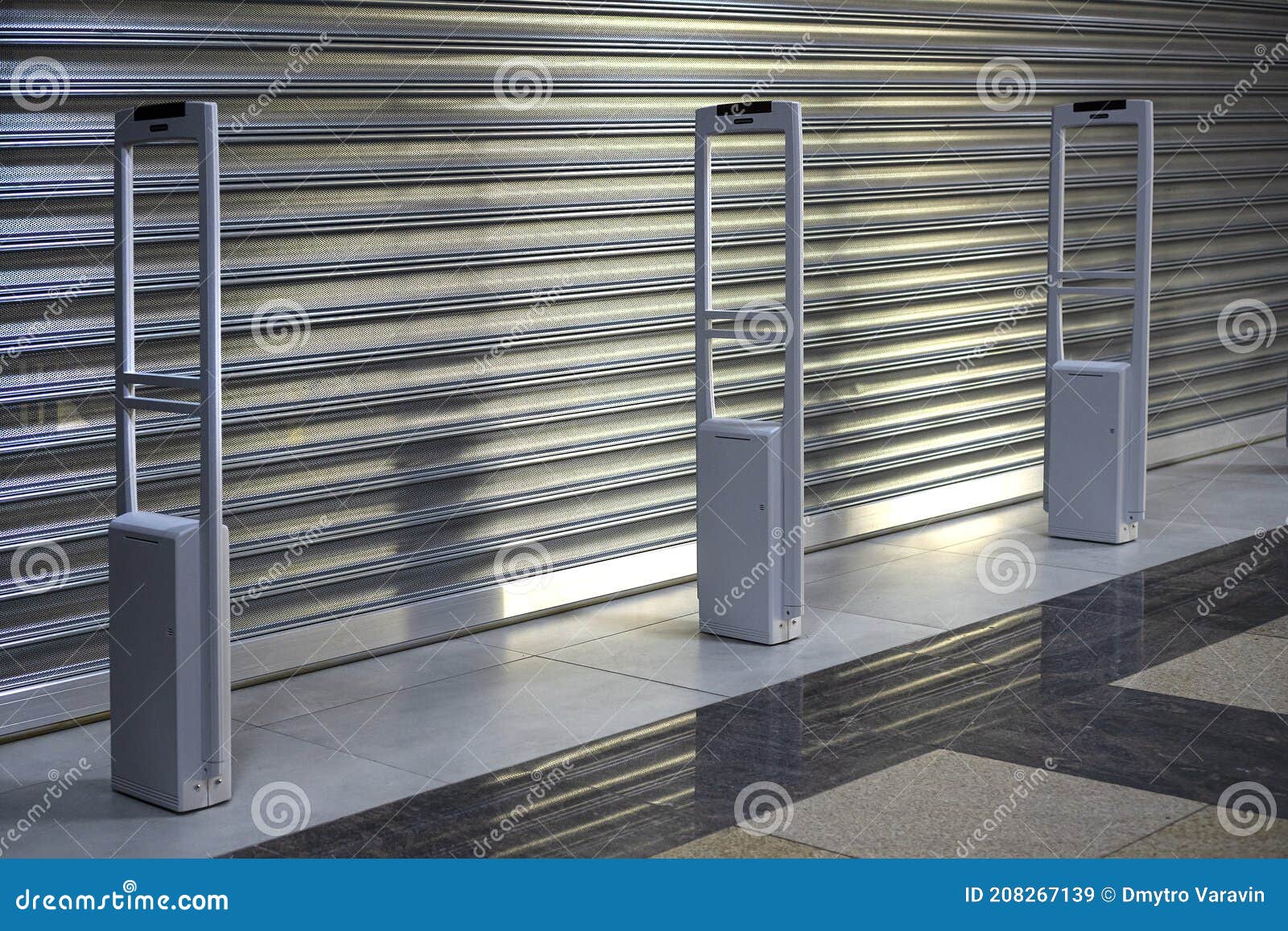 Closed Shop Front Roller Shutter. Lockdown Background. Stock Image ...