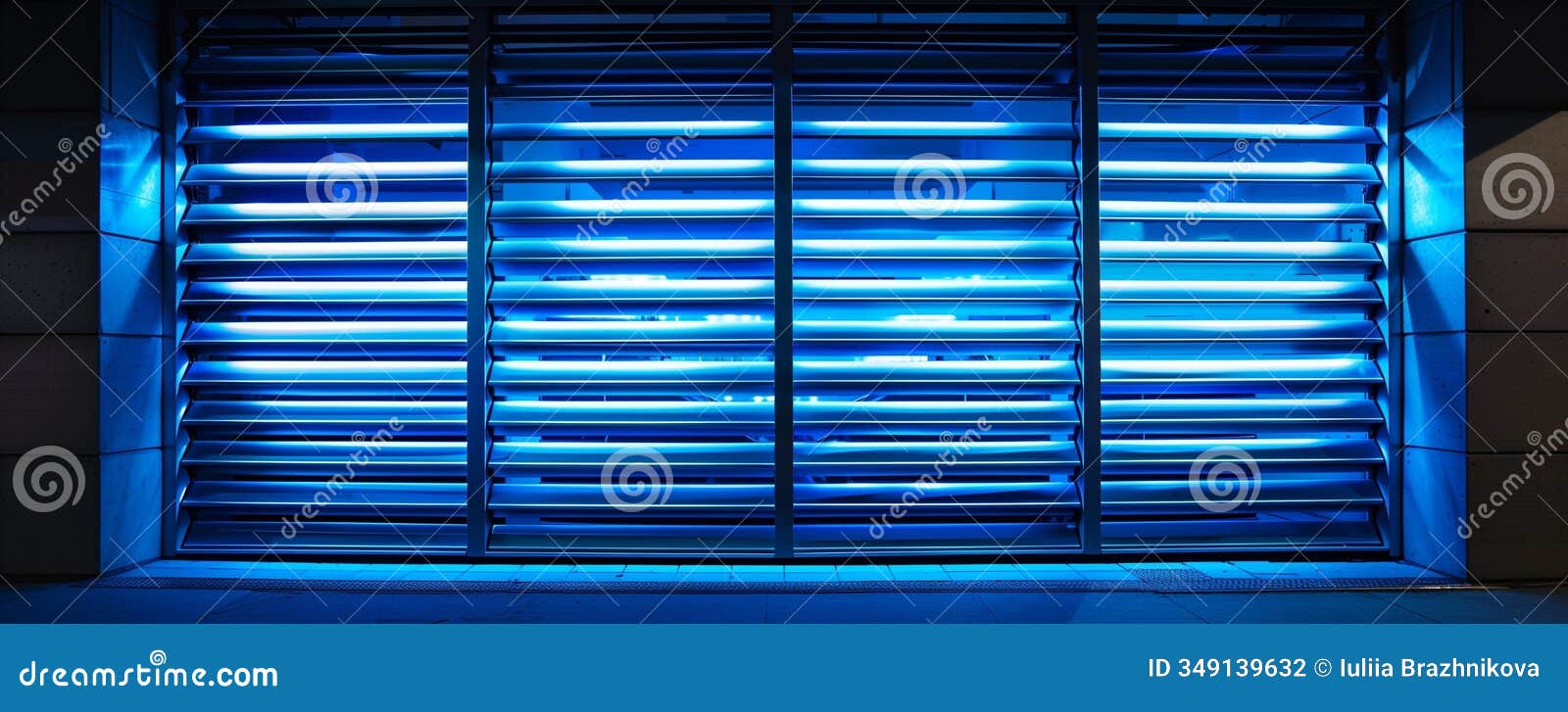 The Closed Shutter of the Blue Light Panel on Which the Front Window is ...