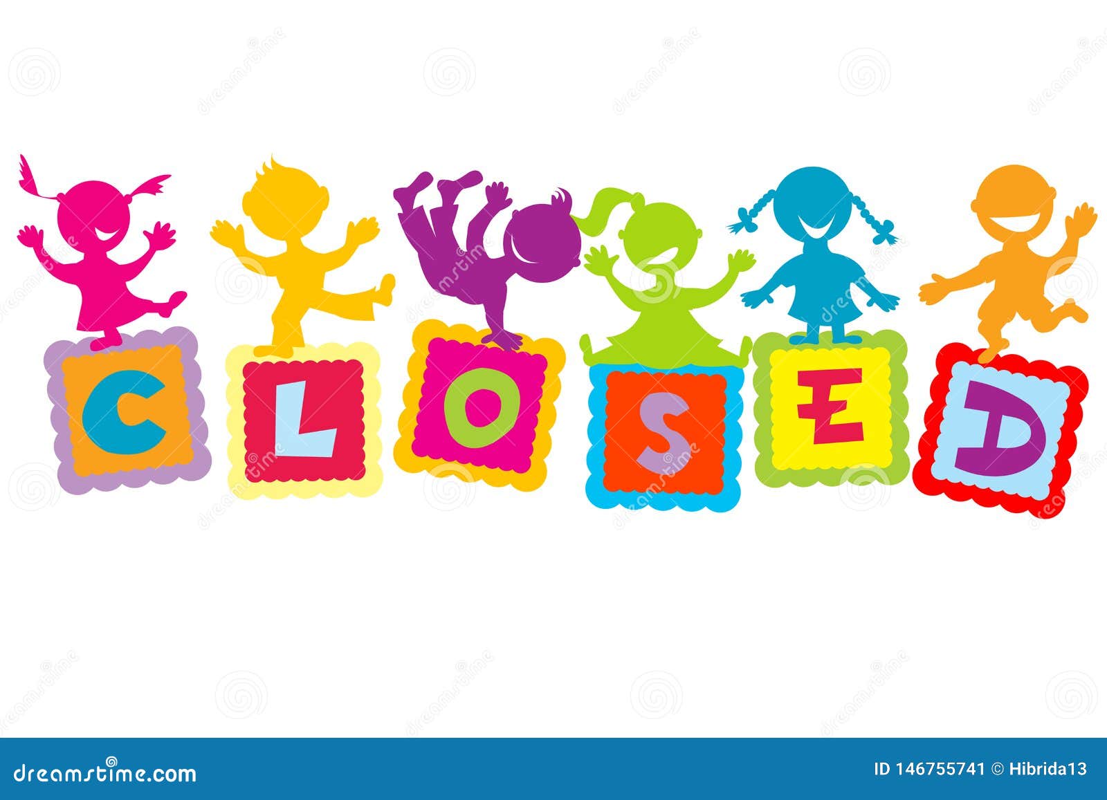 Closed Sign with Cartoon Kids Stock Vector - Illustration of ...