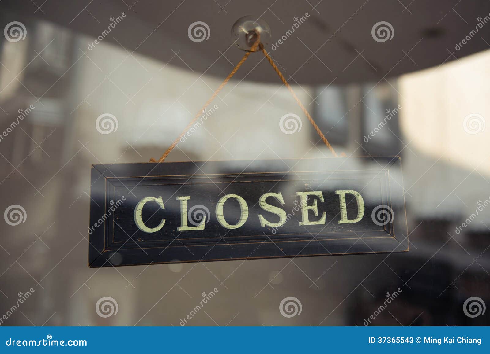 CLOSED Sign Hanging in a Window Stock Image - Image of despair, failure ...