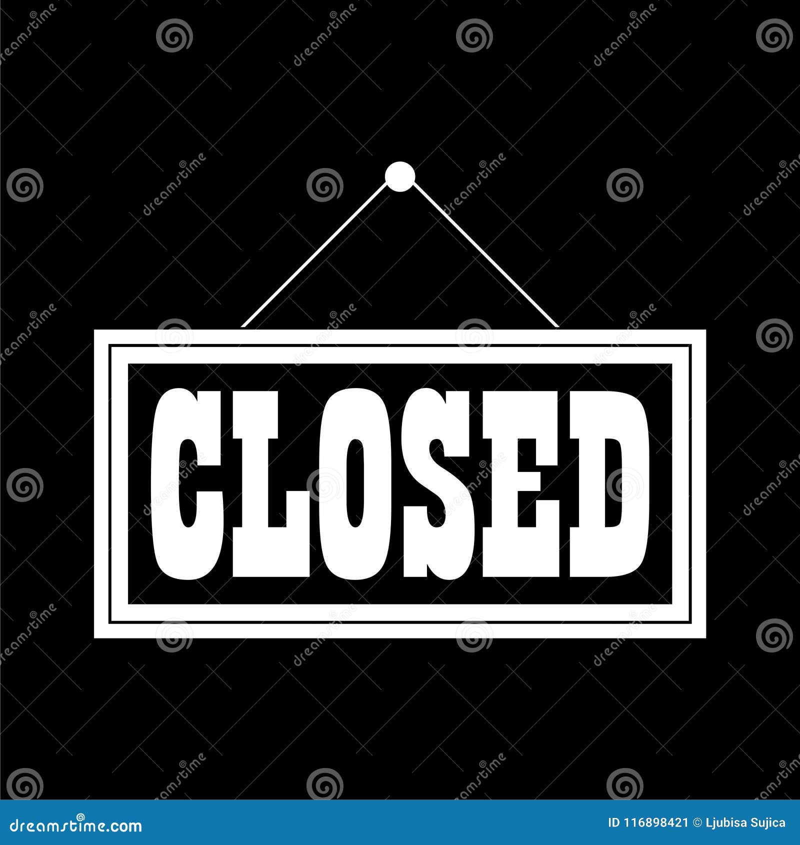 Closed Sign Icon on Dark Background Stock Illustration - Illustration ...