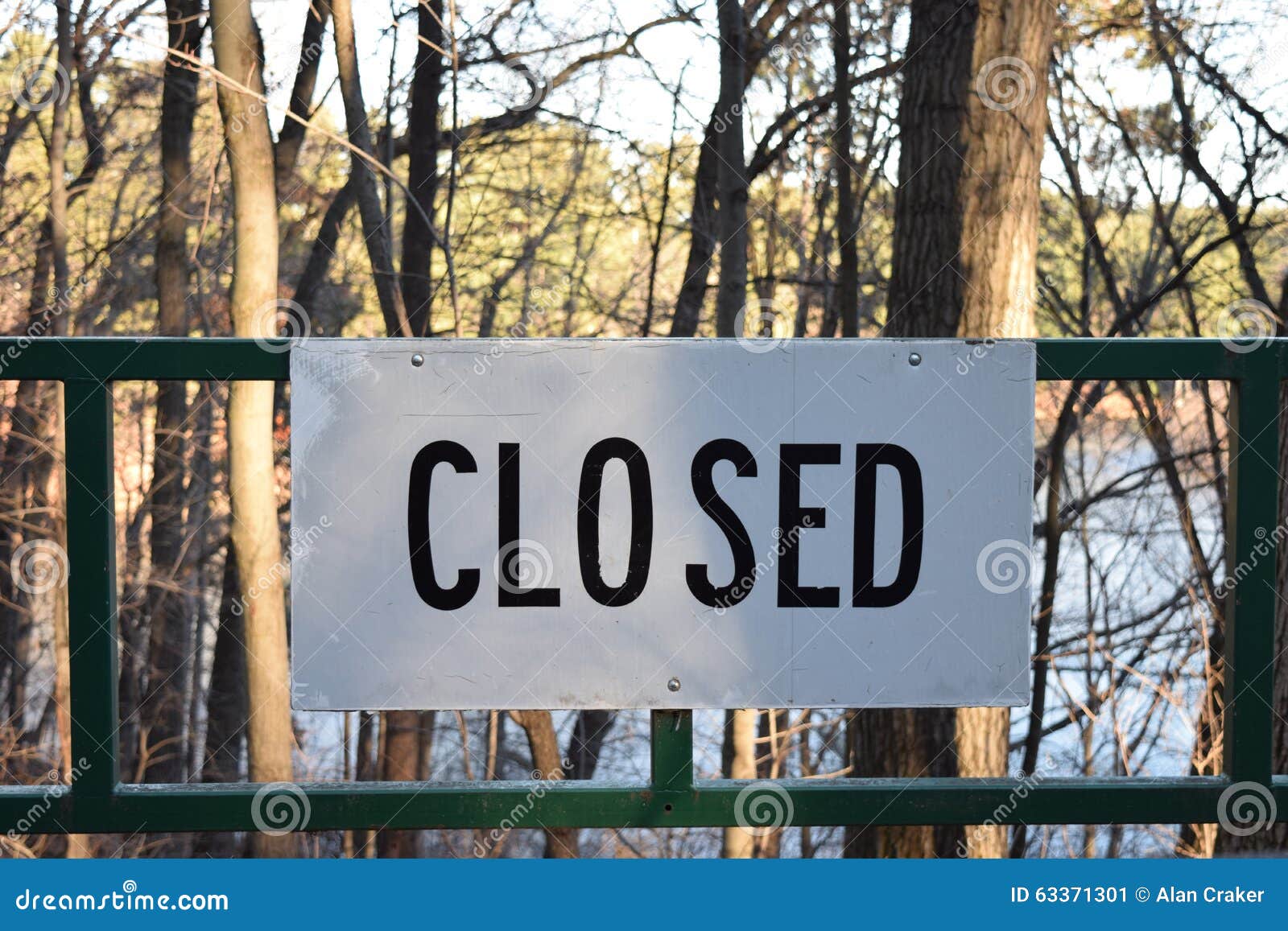 Closed Sign Mounted To Green Gate Stock Image - Image of green, closed ...